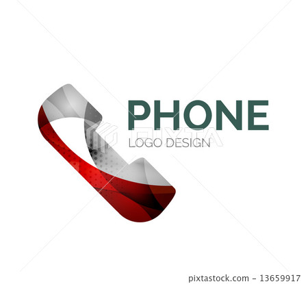 Retro phone logo design made of color pieces - Stock Illustration ...