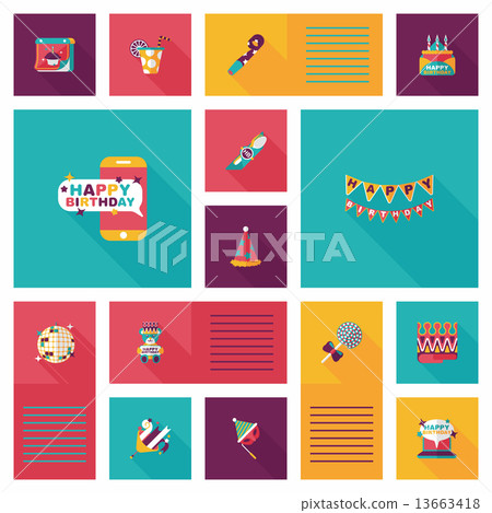 Birthday ui flat banner background set, eps10 - Stock Illustration ...
