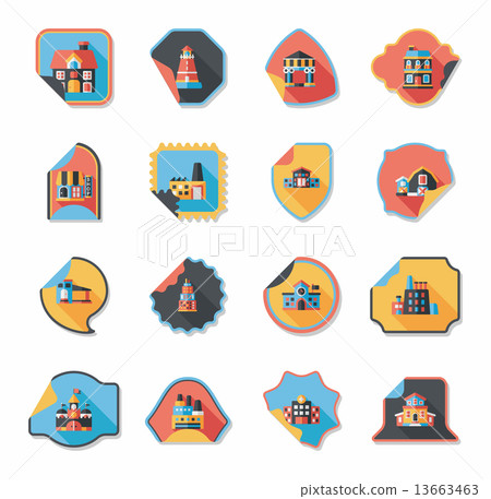 Building tag flat design background set, eps10 - Stock Illustration ...