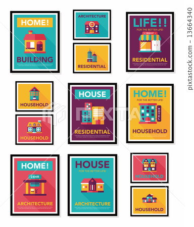 Building poster flat design background set, eps10 - Stock Illustration ...