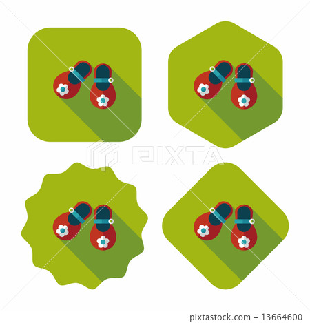 baby booties flat icon with long shadow - Stock Illustration [13664600 ...