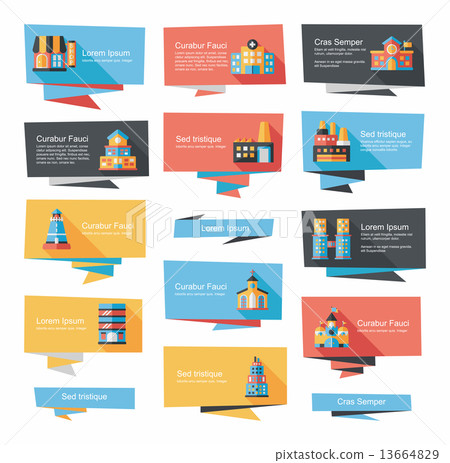 Building banner flat design background set, eps10 - Stock Illustration ...