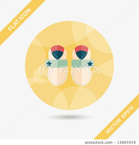baby booties flat icon with long shadow - Stock Illustration [13665919 ...