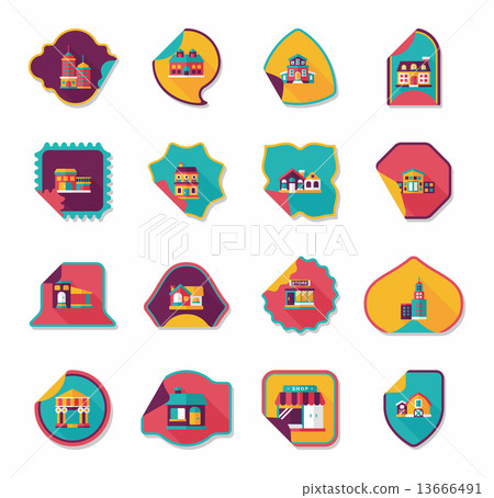 Building tag flat design background set, eps10 - Stock Illustration ...