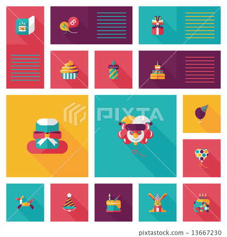 Birthday ui flat banner background set, eps10 - Stock Illustration ...