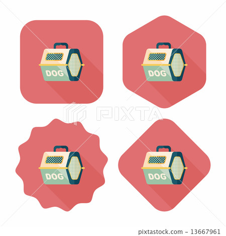 Pet dog travel cage flat icon with long... - Stock Illustration ...