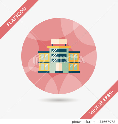 Commercial Building flat icon with long... - Stock Illustration ...