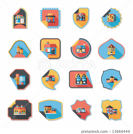 Building sticker flat design background set, eps10 - Stock Illustration ...
