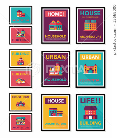 Building poster flat design background set, eps10 - Stock Illustration ...