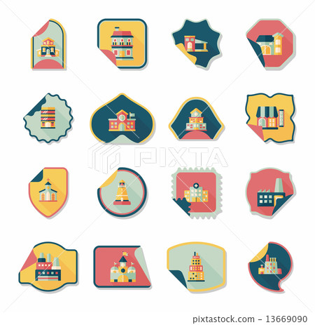 Building sticker flat design background set, eps10 - Stock Illustration ...