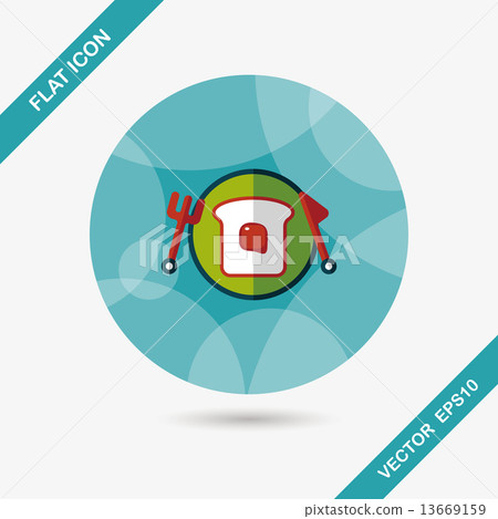breakfast toast flat icon with long shadow,eps10 - Stock Illustration ...