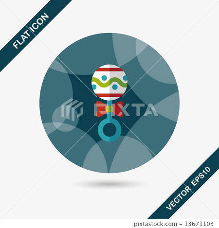 baby rattle flat icon with long shadow,EPS 10 - Stock Illustration ...