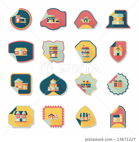 Building tag flat design background set, eps10 - Stock Illustration ...