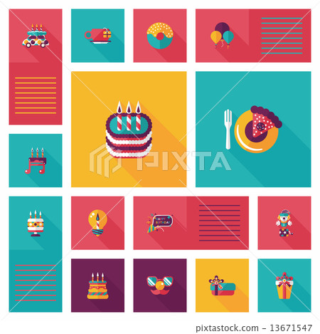 Birthday ui flat banner background set, eps10 - Stock Illustration ...
