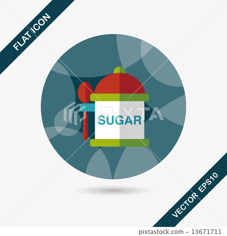 kitchenware sugar flat icon with long shadow,eps10 - Stock Illustration ...