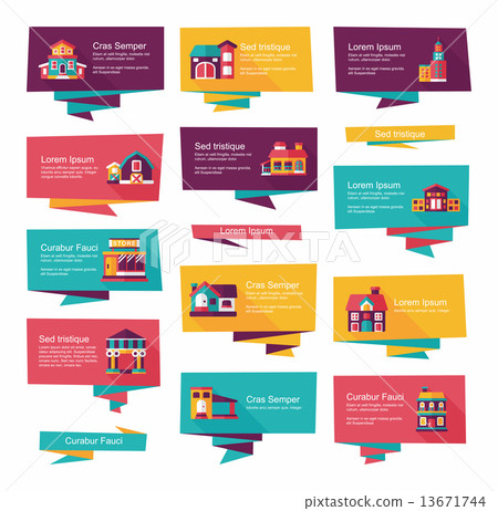Building banner flat design background set, eps10 - Stock Illustration ...