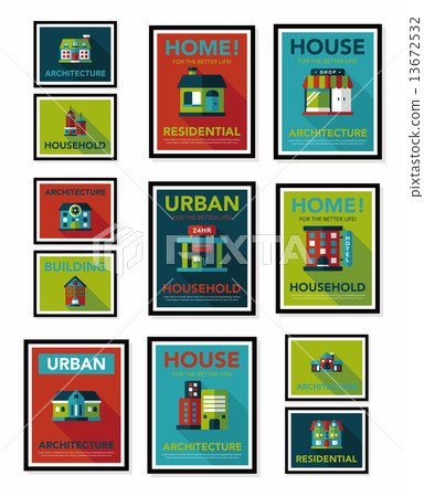 Building poster flat design background set, eps10 - Stock Illustration ...