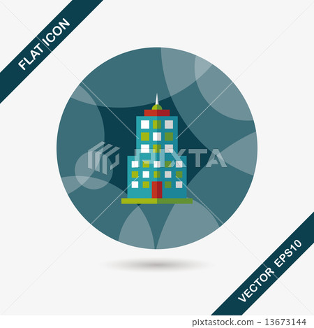 Commercial Building flat icon with long... - Stock Illustration ...