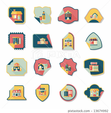 Building tag flat design background set, eps10 - Stock Illustration ...