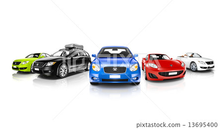 Studio Shot of Colorful Generic Cars - Stock Illustration [13695400 ...