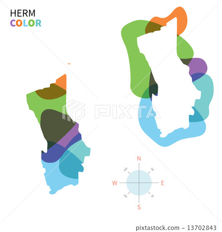 Abstract vector color map of Herm with... - Stock Illustration ...