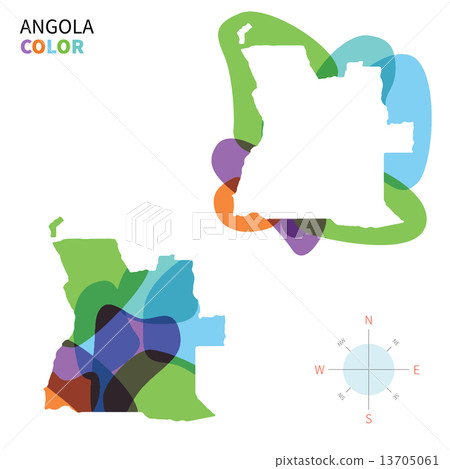 Abstract vector color map of Angola with... - Stock Illustration ...