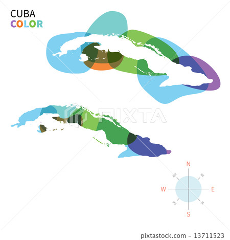 Abstract vector color map of Cuba with... - Stock Illustration ...