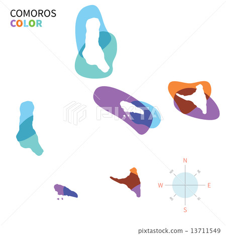 Abstract vector color map of Comoros with... - Stock Illustration ...