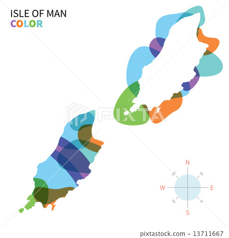 Abstract vector color map Isle of Man with... - Stock Illustration ...