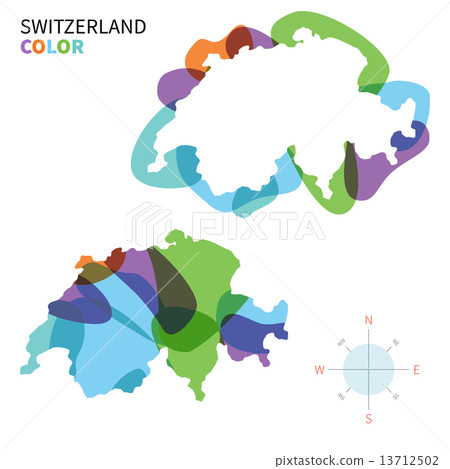 Abstract vector color map of Switzerland with... - Stock Illustration ...