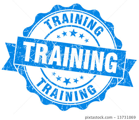 training blue grunge seal isolated on white - Stock Illustration ...