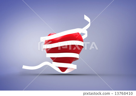 Composite image of love heart wrapped in ribbon - Stock Illustration ...