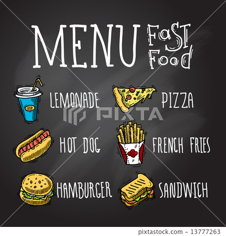 Fast Food Chalkboard - Stock Illustration [13777263] - PIXTA