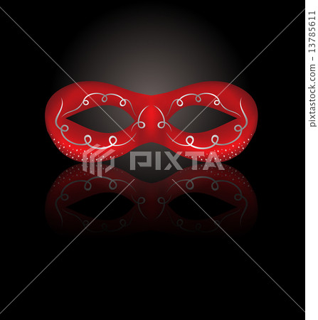 Theater red mask with reflection on black... - Stock Illustration ...