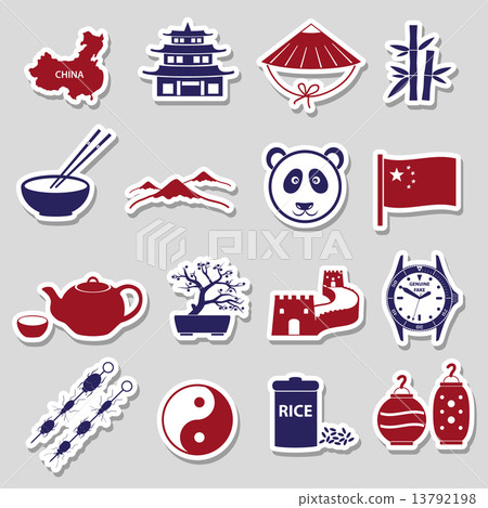 China theme color stickers vector set eps10 - Stock Illustration ...
