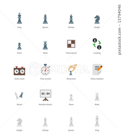 Chess colored icons on white background. - Stock Illustration [13794046 ...