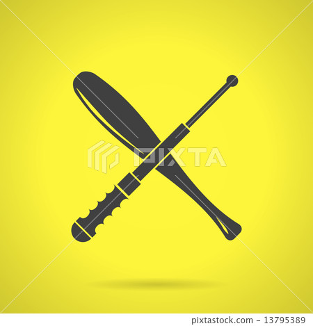 Black crossed baton flat vector icon - Stock Illustration [13795389 ...