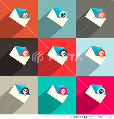 Vector Flat Design UI Email Icons Set - Stock Illustration [13810497 ...