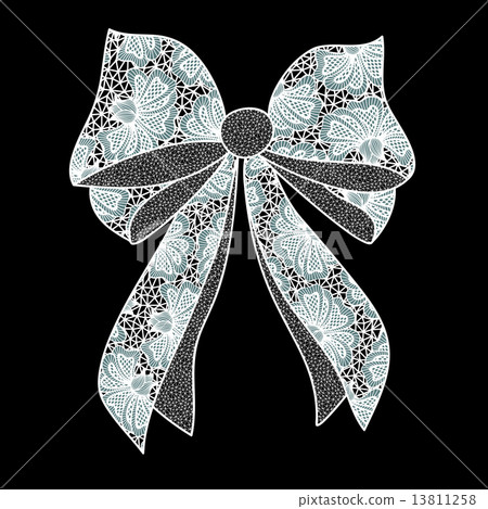 White lacy bow on black background - Stock Illustration [13811258] - PIXTA