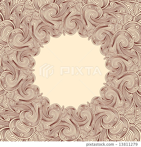 Brown engraving round frame - Stock Illustration [13811279] - PIXTA