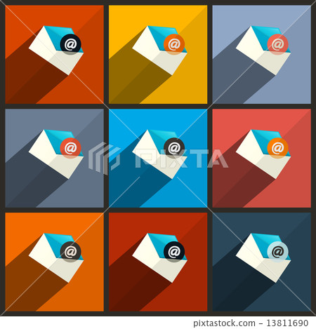 Vector Flat Design UI Email Icons Set - Stock Illustration [13811690 ...