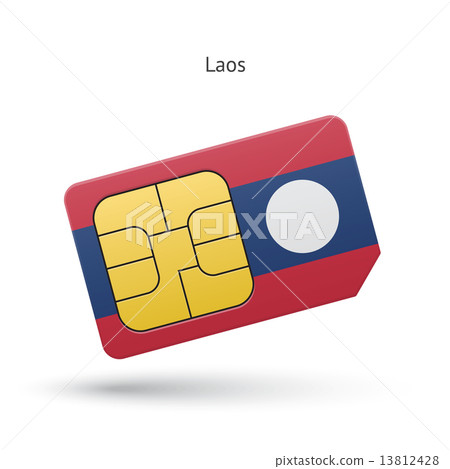 Laos mobile phone sim card with flag. - Stock Illustration [13812428 ...
