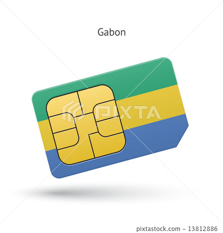Gabon mobile phone sim card with flag. - Stock Illustration [13812886 ...