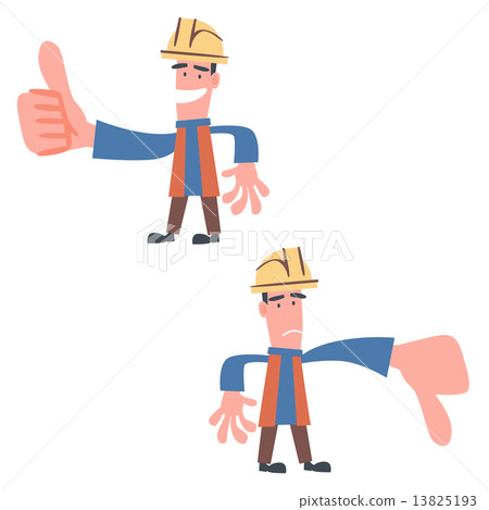 Engineer Showing Thumb up and Down - Stock Illustration [13825193] - PIXTA