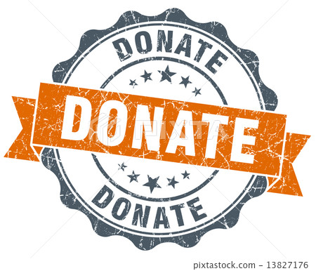 donate orange vintage seal isolated on white - Stock Illustration ...