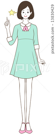 Women point wink - Stock Illustration [13830429] - PIXTA