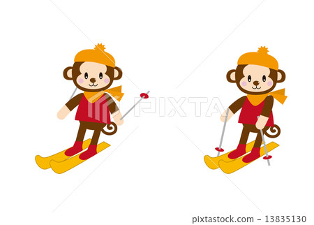 A skiing monkey - Stock Illustration [13835130] - PIXTA