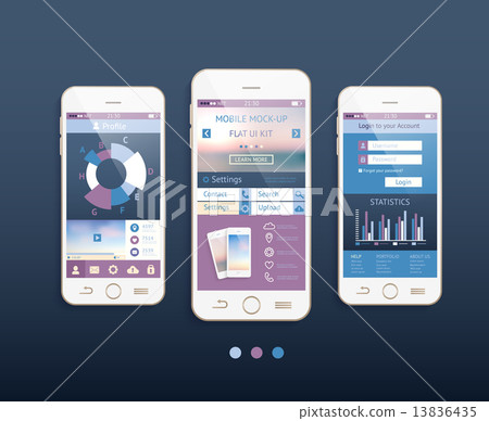 Mobile ui kit.Vector design with mobile phones - Stock Illustration ...