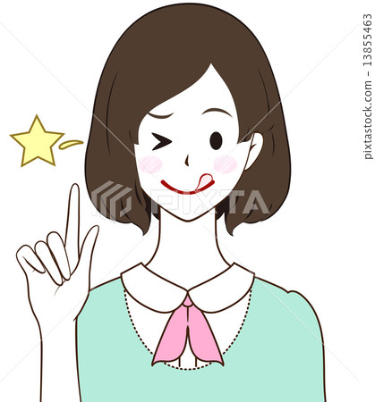Women point wink - Stock Illustration [13855463] - PIXTA