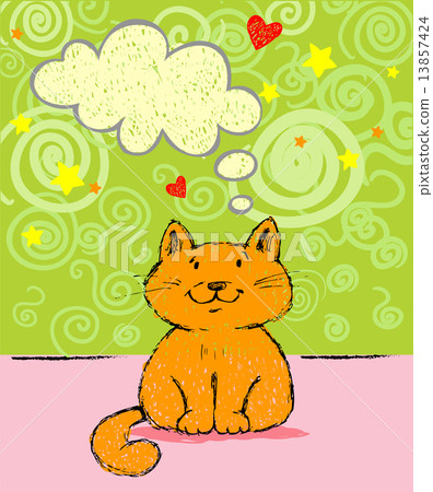 Greeting card with red cat - Stock Illustration [13857424] - PIXTA